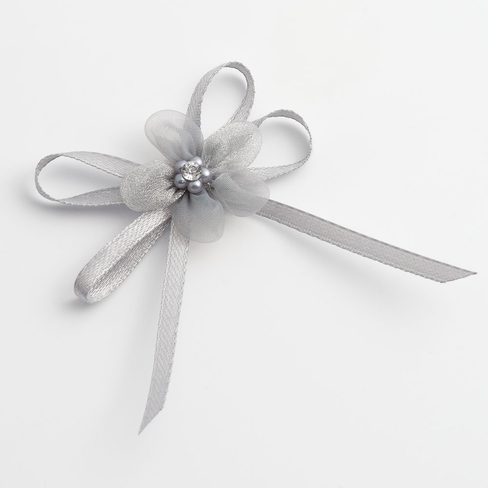 Satin Bow with Diamante Flower | UK Wedding Favours