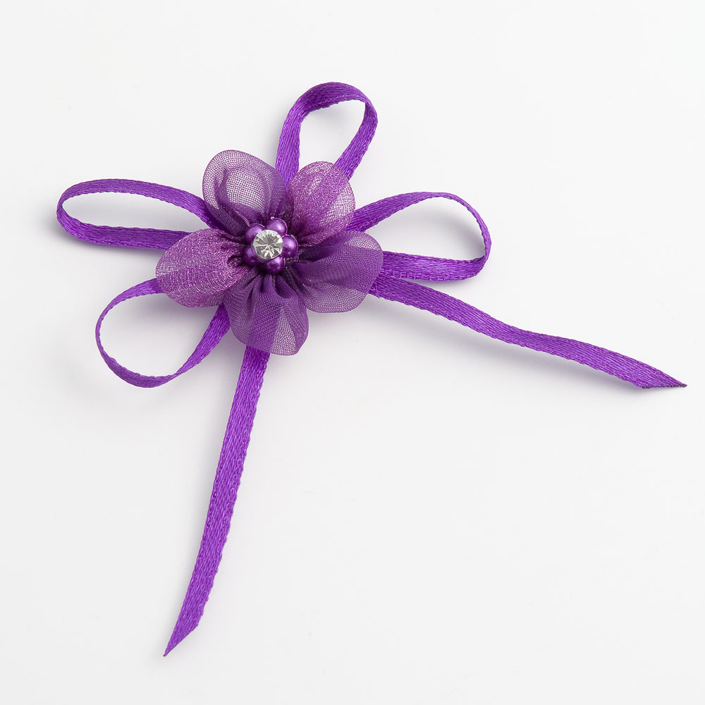 Satin Bow with Diamante Flower | UK Wedding Favours