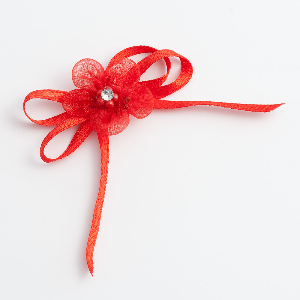 Satin Bow with Diamante Flower | UK Wedding Favours