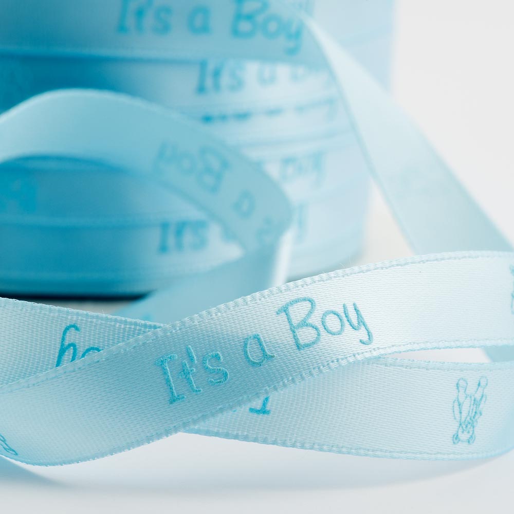 'Its A Boy' Blue Baby Satin Ribbon | UK Wedding Favours
