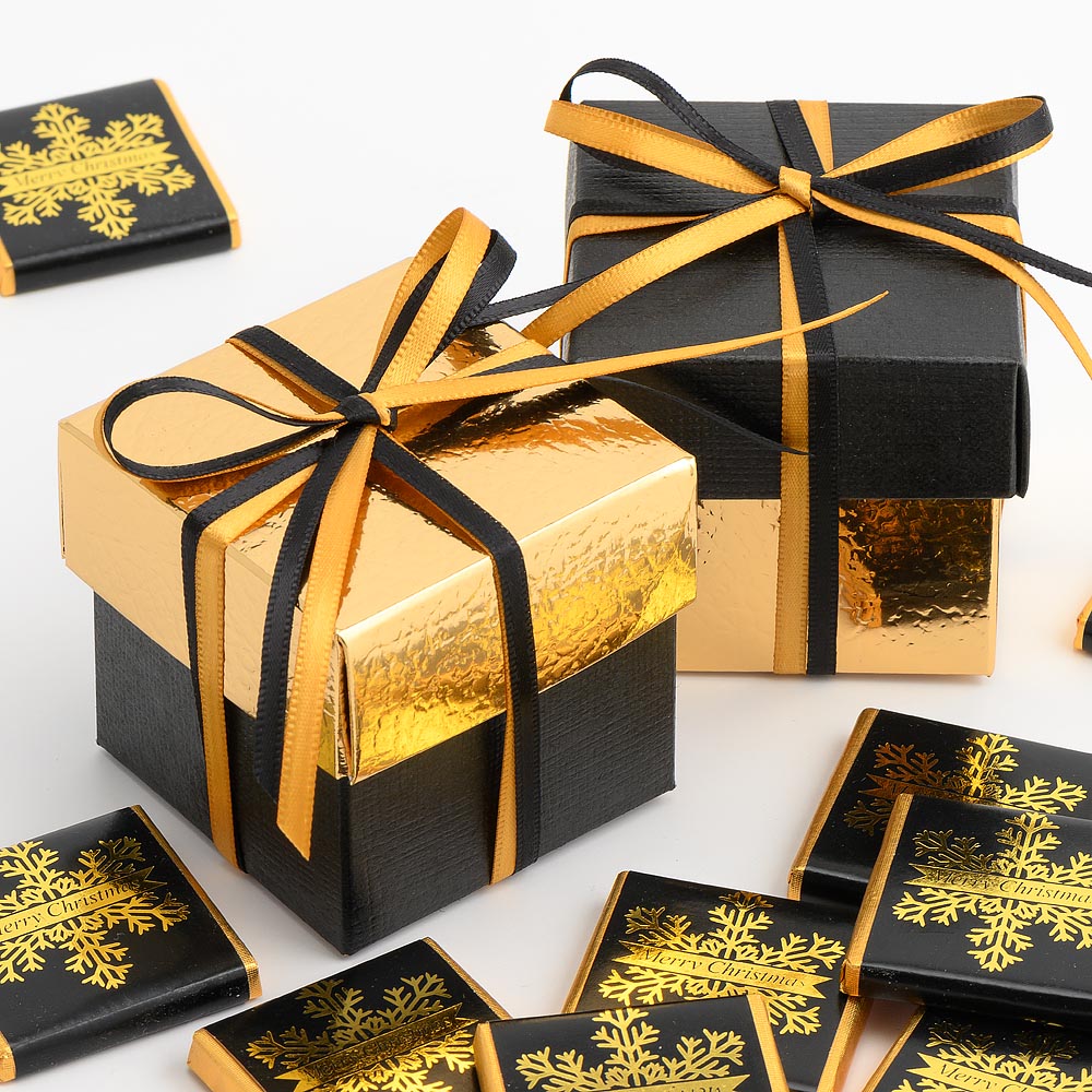 DIY Two Tone Boxes in Black Silk & Gold Pelle | UK Wedding Favours