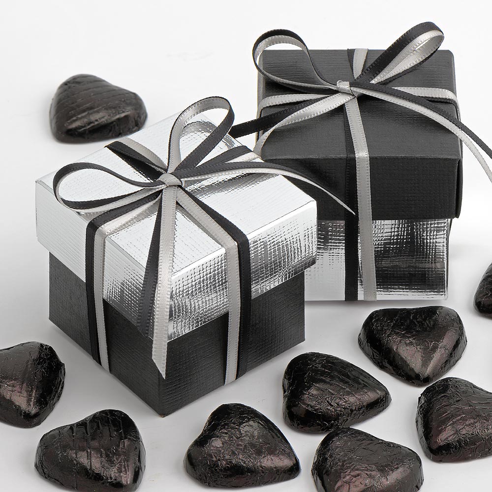 DIY Two Tone Boxes in Black Silk & Silver Silk | UK Wedding Favours