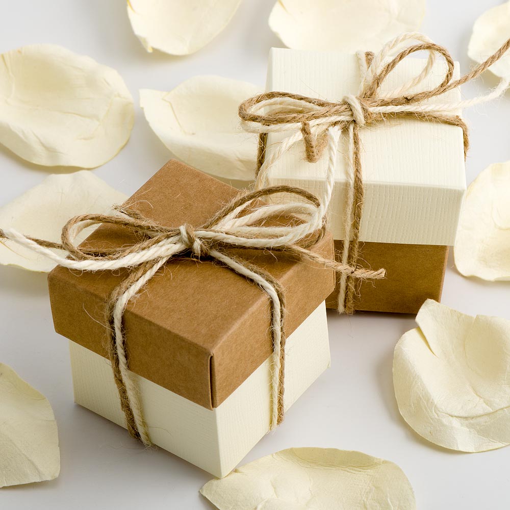 DIY Two Tone Boxes in Rustic Kraft & Ivory Silk | UK Wedding Favours
