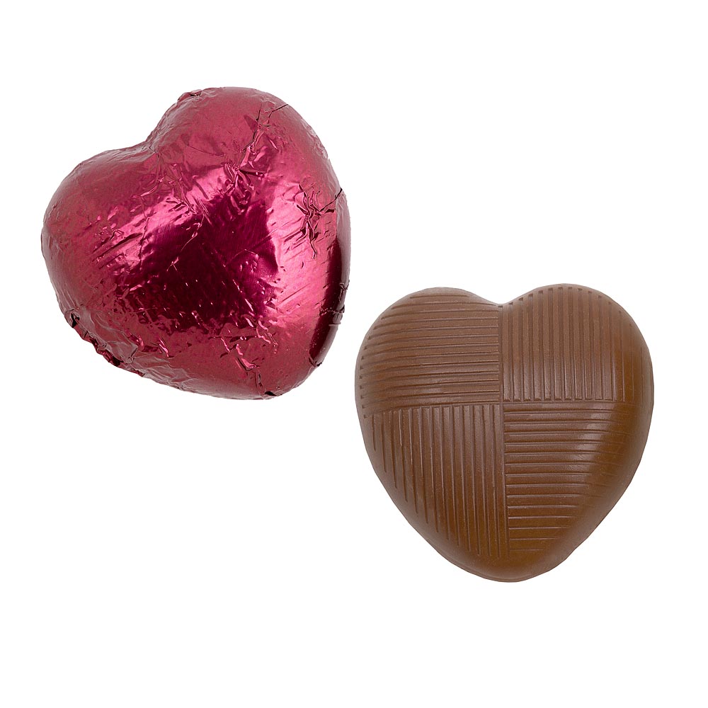 Burgundy DS Foil Milk Chocolate Hearts | UK Wedding Favours