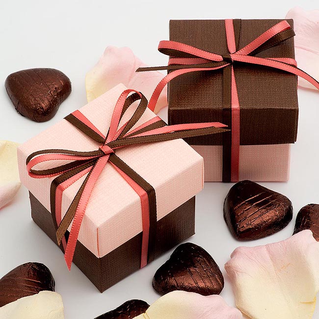 DIY Two Tone Boxes in Pink & Brown Silk | UK Wedding Favours