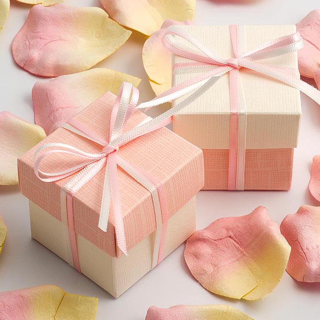 DIY Two Tone Boxes in White Silk & Pink Silk | UK Wedding Favours