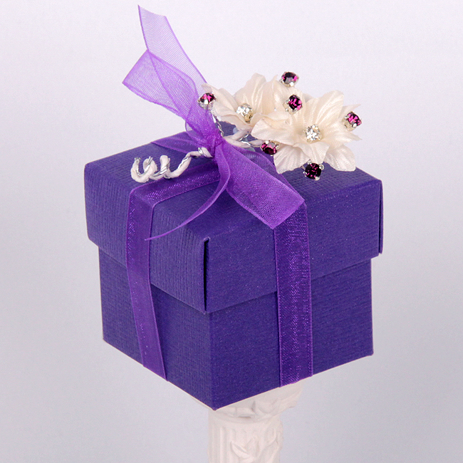 Silk Purple Design 2 Box & Lid | UK Wedding Favours